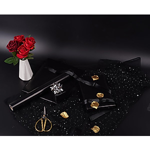 ysmile Black Wrapping Paper Roll Solid Color for Gift Wrapping Birthday, Baby Shower, Wedding, 17x295 Inch