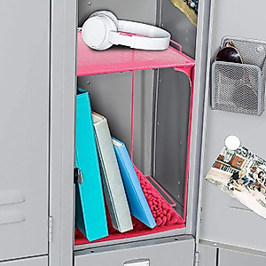 AUECOOME Locker Organizer Pink Shelf Locker shelfs Tall Shelf Metal Locker Shelves Organizer Locker Shelf for School Locker Accessories Suitable for School, Office, and Home use (1,Pink)