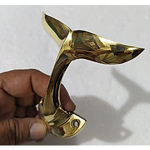 Brass Whale Tail Wall Mount Hooks Set of 6 Pieces Sculpture Unique A Excellent Item for Home | Office | Restaurant Decorations Item Coat Hook by INDIAART12