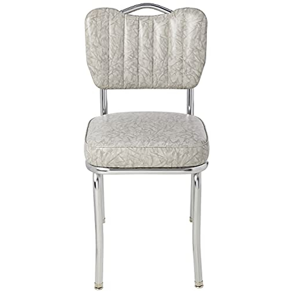Richardson Seating Single Tone Channel Handle Back Retro Kitchen Chair with 2" Box Seat, Cracked Ice Grey, 18"