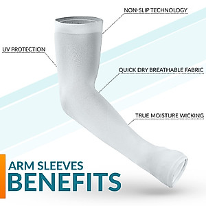 KEMFORD Arm Sleeves for Men and Women – 8 mmHg Light Compression – 1 Pair – Sun Protection – Cooling UPF 50 Compression – Basketball Running