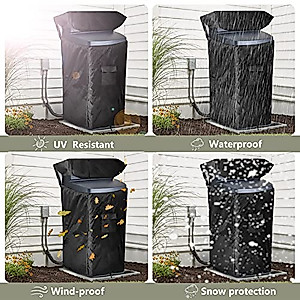Bitubi Water Softener Cover with Split Zipper,Waterproof Anti-UV(19.5"W x 20.5" D x 47" H, Black) Outdoor All Weather Protection