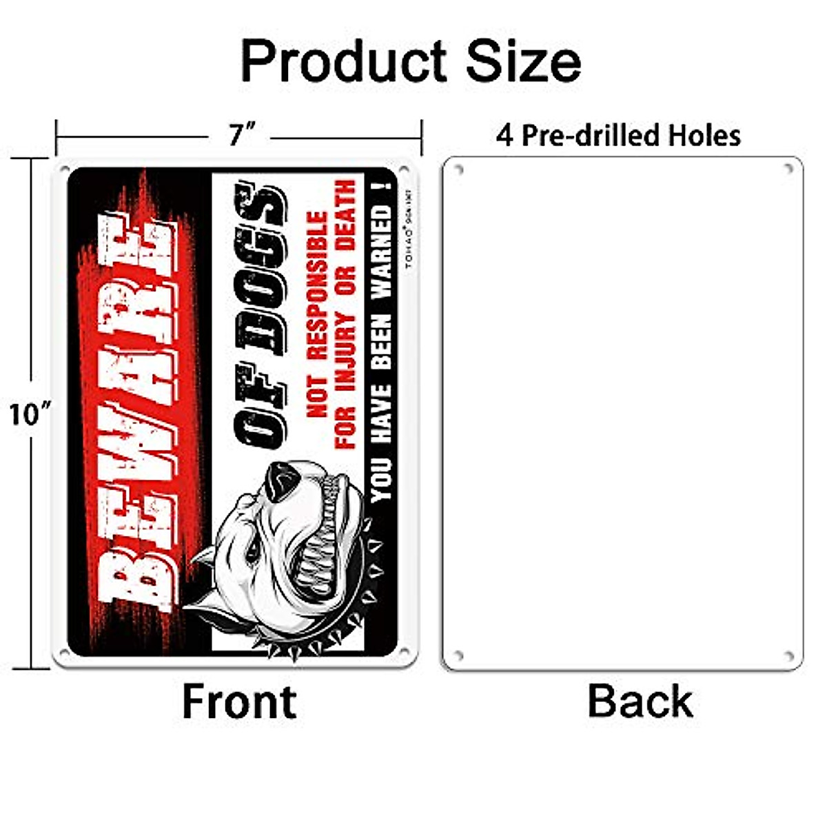 TOHAO Beware of Dog Sign, 3 Pack 10"x 7" Rust Free .04" Aluminum Warning Signs, UV Protected, Reflective & Waterproof, Easy to Mount- Indoor Or Outdoor Use