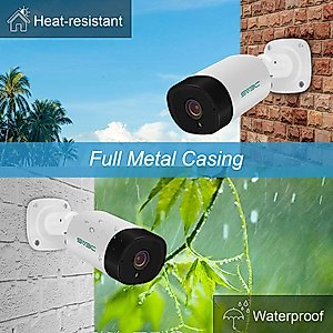 SV3C 4K POE IP Camera Outdoor POE Cam with Motion Detection, Night Vision, Metal Shell IP67 Waterproof, One-Way Audio, H265, H264, Support Danale APP, Bule Iris, RTSP, Onvif Conformant, Cloud Storage