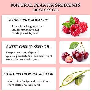 KIMIEYE Hydrating Lip Oil for Women, Glossy Lip Color, Transparent Lip Gloss for Nourishing Lip and Make Lip Full, Moisturizing Liquid Tinted Lip Balm for Lip Care, 0.2oz (Raspberry #007)