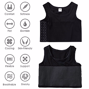 XUJI Women Tomboy FTM Transgender Trans Elastic Band Colors Chest Binder Tank Top (Black, S)