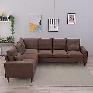 Panana Sectional Sofa 5 Seater Convertible Sectional Sofa Couch L Shaped Couch Sofa (Browm)