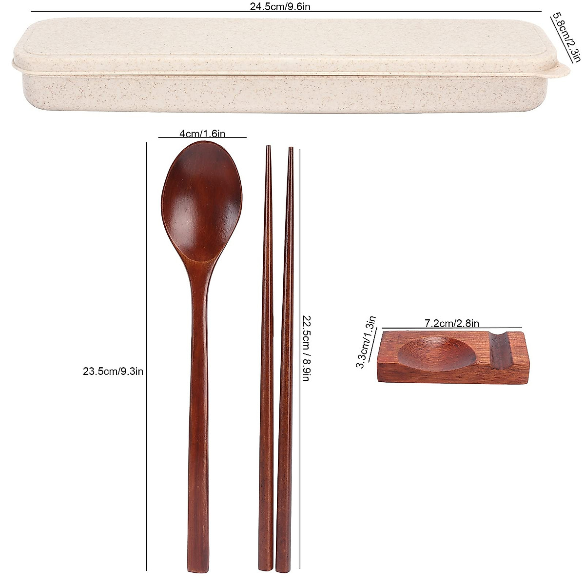 8Pcs Set Wooden Chopsticks Spoon, Wooden Spoon Chopsticks Reusable Tableware Cutlery Set with Storage Boxtravel Utensils for Office Camping Traveling
