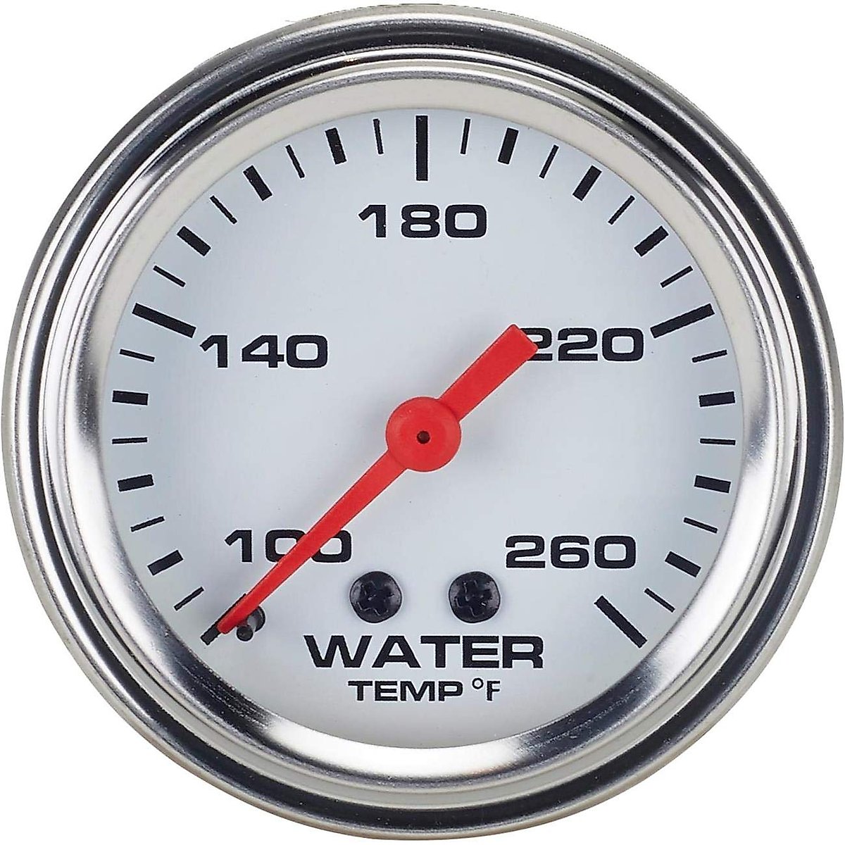 5-Gauge Set Complete Kit: 3-3/8" Mechanical Speedometer, 2-1/16" Component Gauges with White Face, Red Pointer & Chrome Bezel, Includes Tubing, Adapters, Fuel Level Sender