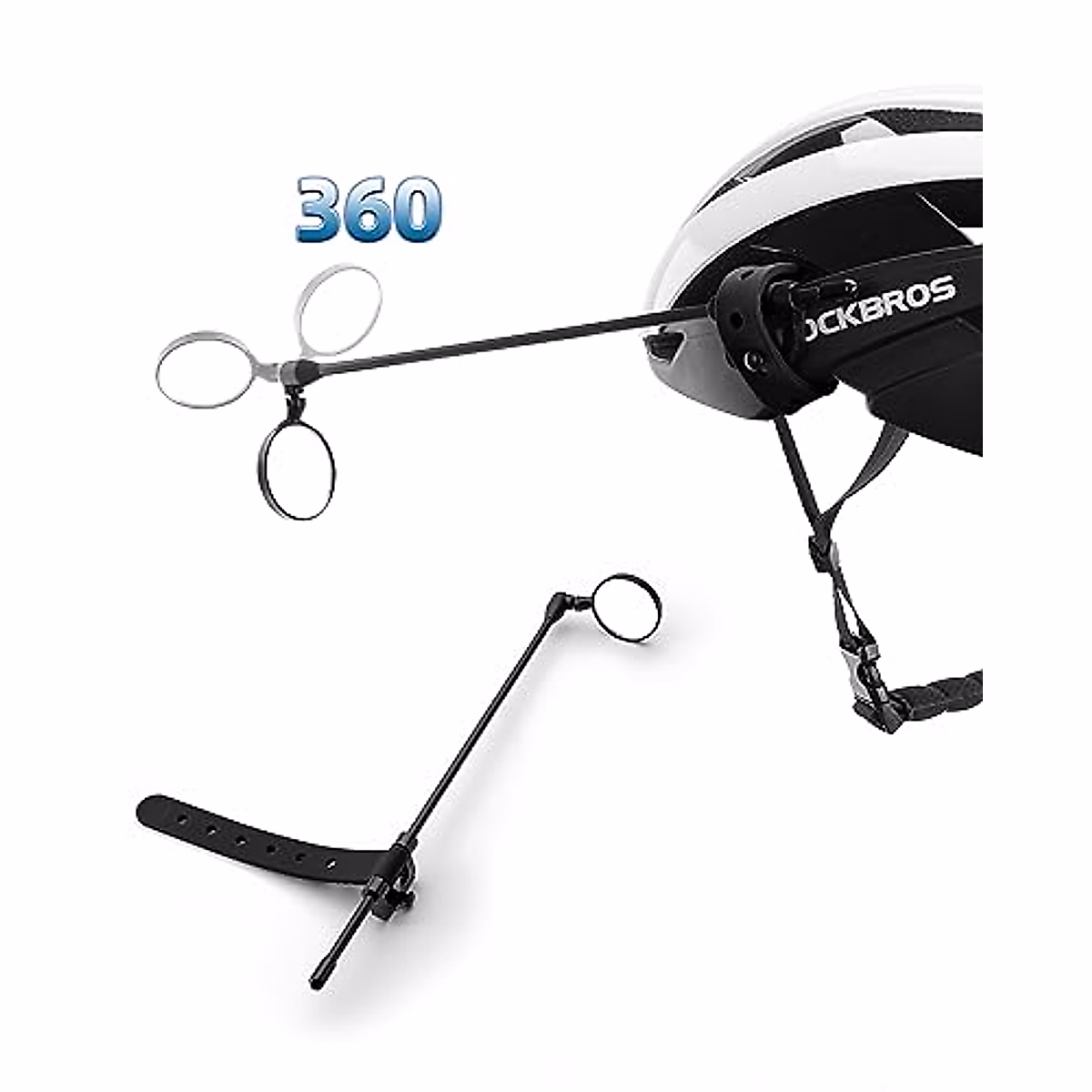 ROCKBROS Bike Helmet Mirror, Aluminum Alloy Moldable Frame, Detachable Fixing Way, Cycling Mirror Fit 90% Bicycle Helmet, Lightweight, Bike Accessories