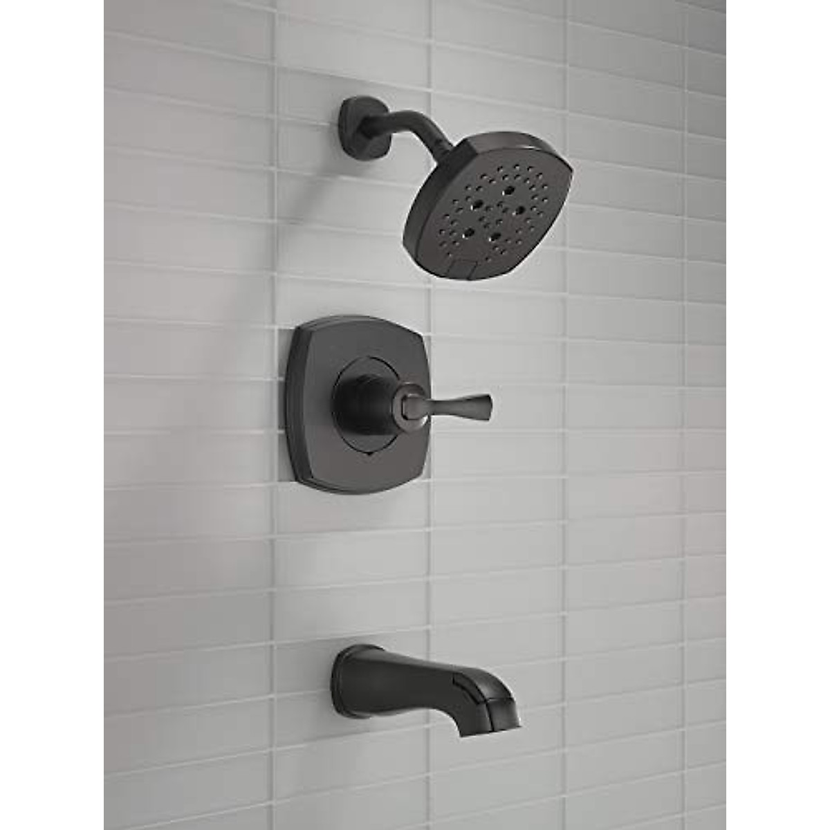 Delta Faucet Stryke 14 Series Single-Function Tub and Shower Trim Kit, Shower Faucet, Single-Spray H2Okinetic Shower Head, Matte Black T14476-BL (Valve Not Included)