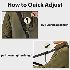 Two Point Traditional Sling Quick Adjust Rifle Sling All Metal Hardware with Wide Padded Shoulder Strap (Black)