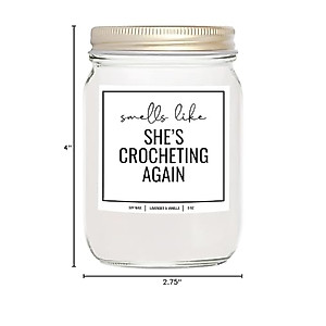 YouNique Designs Candle Gifts for Crocheters 8oz - Crocheting Gifts for People Who Crochet - Cool Gifts for Crochet Lovers - Gifts for Someone Who Crochets, Gift for Crocheter (Lavender & Vanilla)