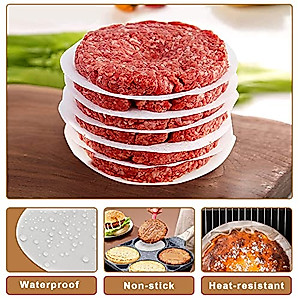 Leonyo 2 Pack Hamburger Press Patty Maker with 240Pcs Wax Patty Papers, 4.6" Aluminum Non-Stick Burger Patty Press Mold, Griddle Round Hamburger Patty Maker for Beef Veggie BBQ Grilling, Silver
