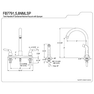 Kingston Brass FB7798NMLSP Naples 8" Centerset Kitchen Faucet, Brushed Nickel