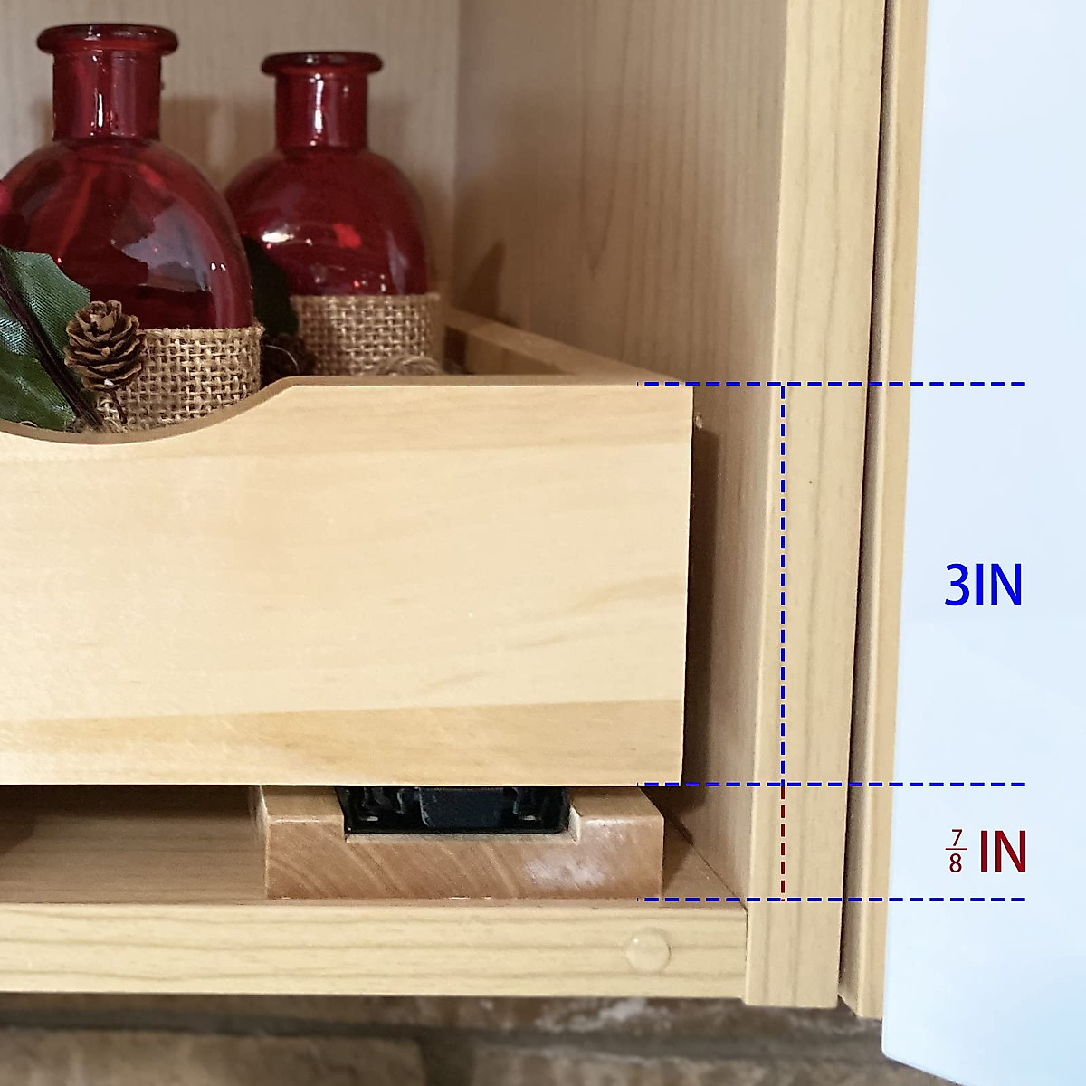 LuxursKingQYW Drawer Wood Pull Out Tray Drawer Box Kitchen Cabinet Organizer Cabinet Slide Out Shelve Cabinet Pull Out Shelves, Wooden Pull-Out Shelf-Fast and Easy D.I.Y. (24" W×21" D×3" H)