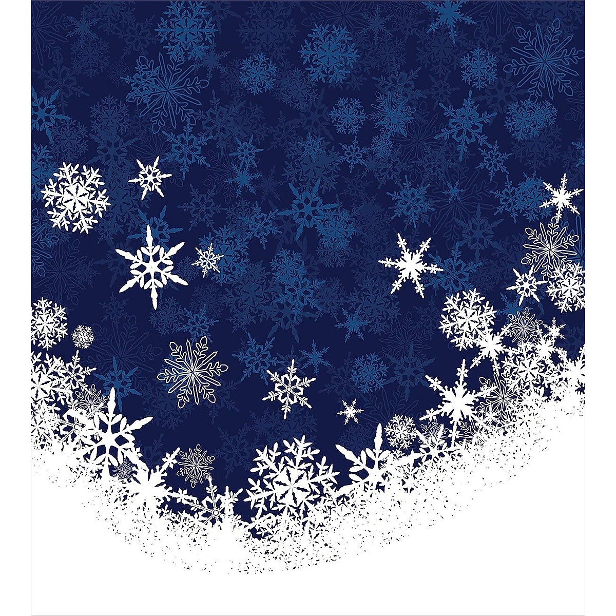 Lunarable Snowflake Duvet Cover Set, Winter Theme Christmas Illustration Cold Weather Season Inspired Celebration, Decorative 3 Piece Bedding Set with 2 Pillow Shams, Queen Size, Indigo White