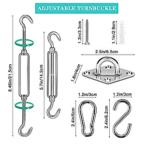 42Pcs Shade Sail Hardware Kit - 6 inch Heavy Duty Anti-Rust for Outdoor Triangle Rectangle Sun Shade Sail Installation, 304 Stainless Steel Awning Mounting Accessories for Patio Lawn and Garden