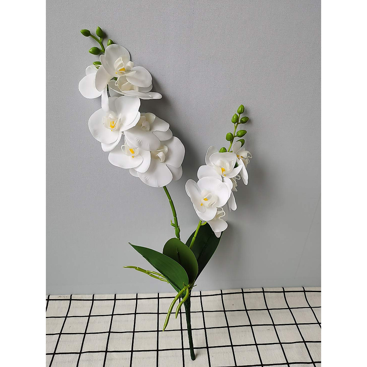 Suandsu 1 Bouquet Artificial Phalaenopsis Fake Butterfly Orchid Home Hotel Office Garden Craft Art Decor 19'' High White