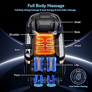 MININEC Massage Chair Full Body, Zero Gravity Massage Chair Recliner with Heat, Body Scan, Bluetooth Speaker, Airbags, Foot Rollers, Easy to Assemble Shiatsu Massage Chair (Black)