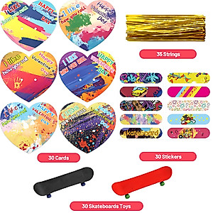 ceiba tree Valentines Day Cards with Finger Skateboards for Kids Classroom Exchange Party Favors