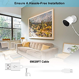 Onite 2-Pack Extended Reach Charging Cables (20FT) for Wyze Cam, Blink Mini, KasaCam, SimpliSafe, Eufy, YI - Security Camera Power Cord (Not for Wyze Pan v3)