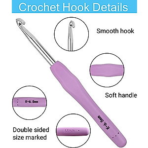 Crochet Hook Set,14 Sizes Crochet Hooks for Arthritic Hands,Crochet Hooks Ergonomic Soft Grip with Case,Crochet Needles(Size B-Size N)
