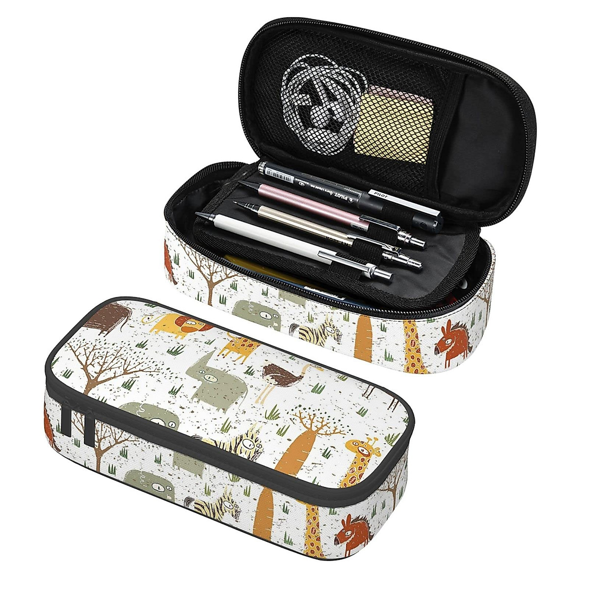 QICENIT Cute Animals Large Capacity Pencil Case for Women Men Pen Pouch Pencil Box Double Zipper Stationery Bag with Compartments