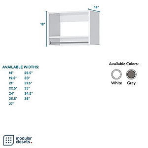 Tall Hanging Closet Unit - Modular Closet System For Hanging - Corner Closet System - Closet Organizers And Storage Shelves (White, 30 inches Wide) Closet Shelves