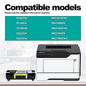 XENONK B231000 Compatible Toner Cartridge Replacement for Lexmark B2442dw B2546dn B2546dw B2650dn B2650dw MB2442adwe MB2546ade MB2546adwe MB2650ade MB2650adwe Printer Toner Cartridge (1 Pack, Black)
