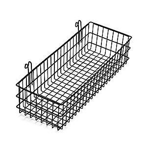 Kaforise Hanging Basket for Wire Wall Grid Panel, Multi-Function Wall Storage and Display Basket, Flower Pots Shelf Balcony Plant Storage Holder, Extra Large Size ,15.7"×5.9"×3.9",Black