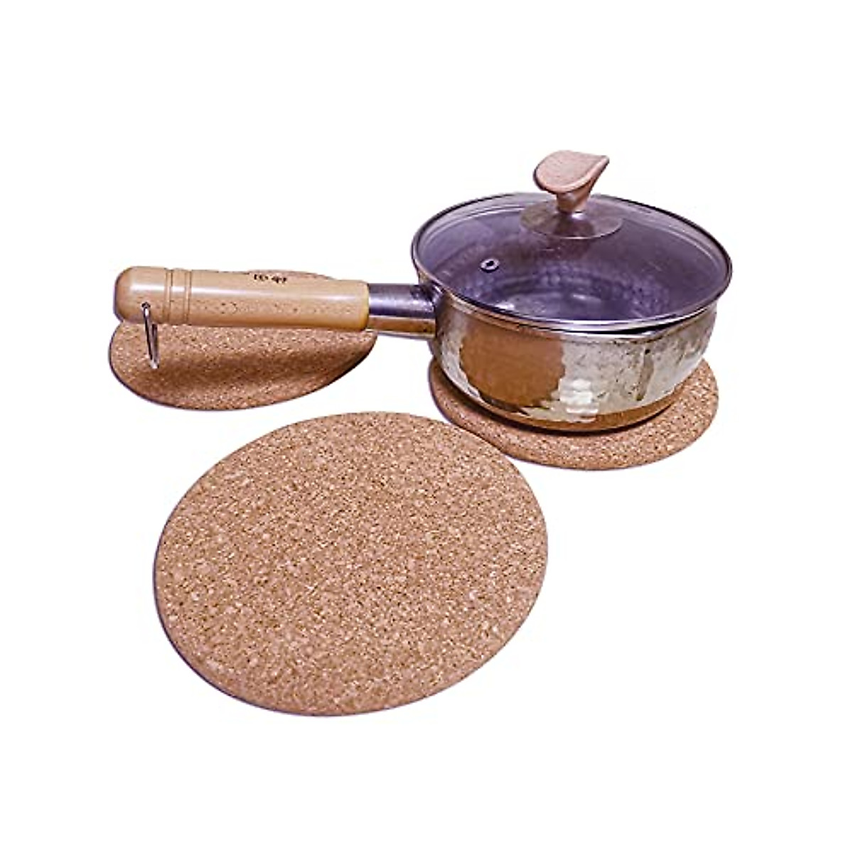 Aligeneral 8-Pack Cork Trivet Set, Cork Coasters- Round Corkboard Placemats Kitchen Hot Pads for Hot Pots, Pans, and Kettles, 7 x 7 x 0.4 Inches