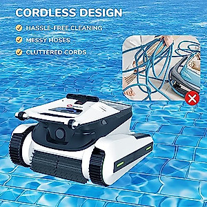 Seauto Shark Cordless Robotic Pool Vacuum Cleaner Waterline Cleaning, Wall-Climbing, Intelligent Route Planning (Multi)