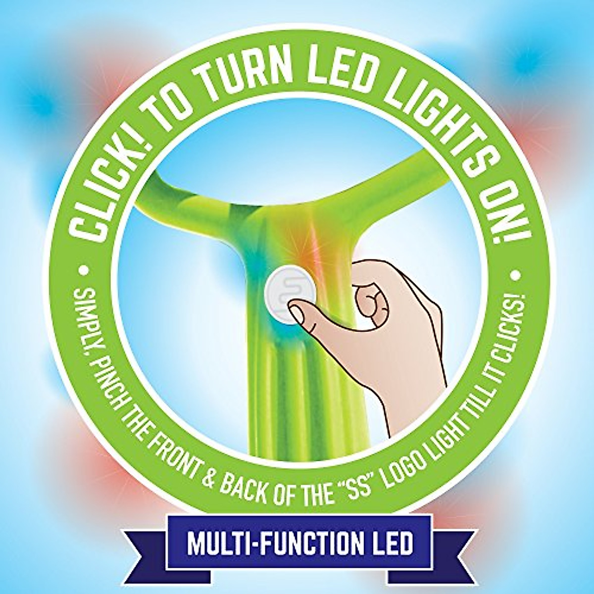 Geospace Original Winter Fun Ski Skooter Sled with Single LED Light: Fold-up Portable Snowboard Kick-Scooter Sled for Use on Snow (RED)