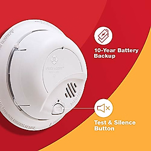 FIRST ALERT BRK 9120LBL Hardwired Smoke Detector with Adapter Plugs for Easy Replacement , White