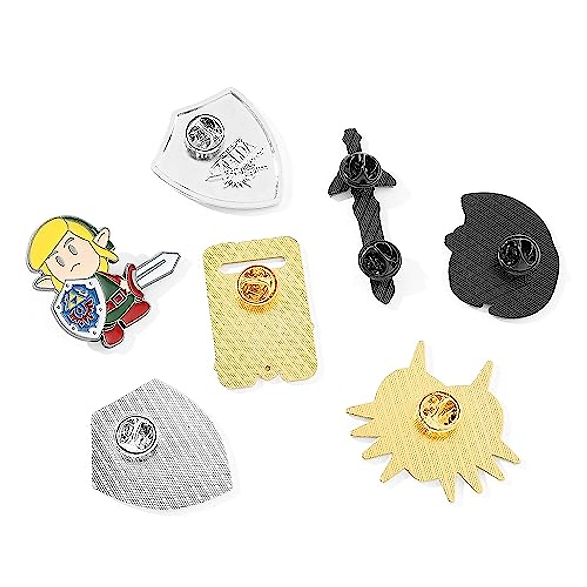 Zelda Game Enamel Pin Set - Zelda Gaming Collectible 7Pcs Shield and Sword Lapel Pins, Cosplay Brooch Gift for Women Men Game Lover