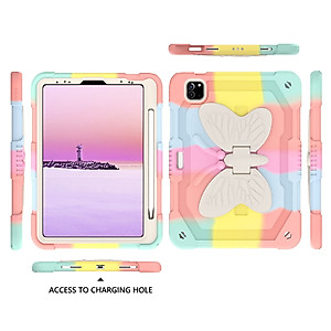 BENTOBEN for iPad Pro 11 inch Case, iPad Air 5th/4th Generation Case, 2 in 1 Heavy Duty Rugged Shockproof Kickstand Pencil Holder Girls Women Kid iPad Pro 11 inch Tablet Cover, Rose Gold