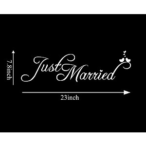 ADECNS Just Married Car Decals Just Married Vinyl Window Sticker Church Wedding Anniversary Decorations White