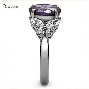 Marshal Imports 4 Ct Stainless Steel Butterfly Cocktail Ring with Amethyst Oval Cut Cubic Zirconia (9)