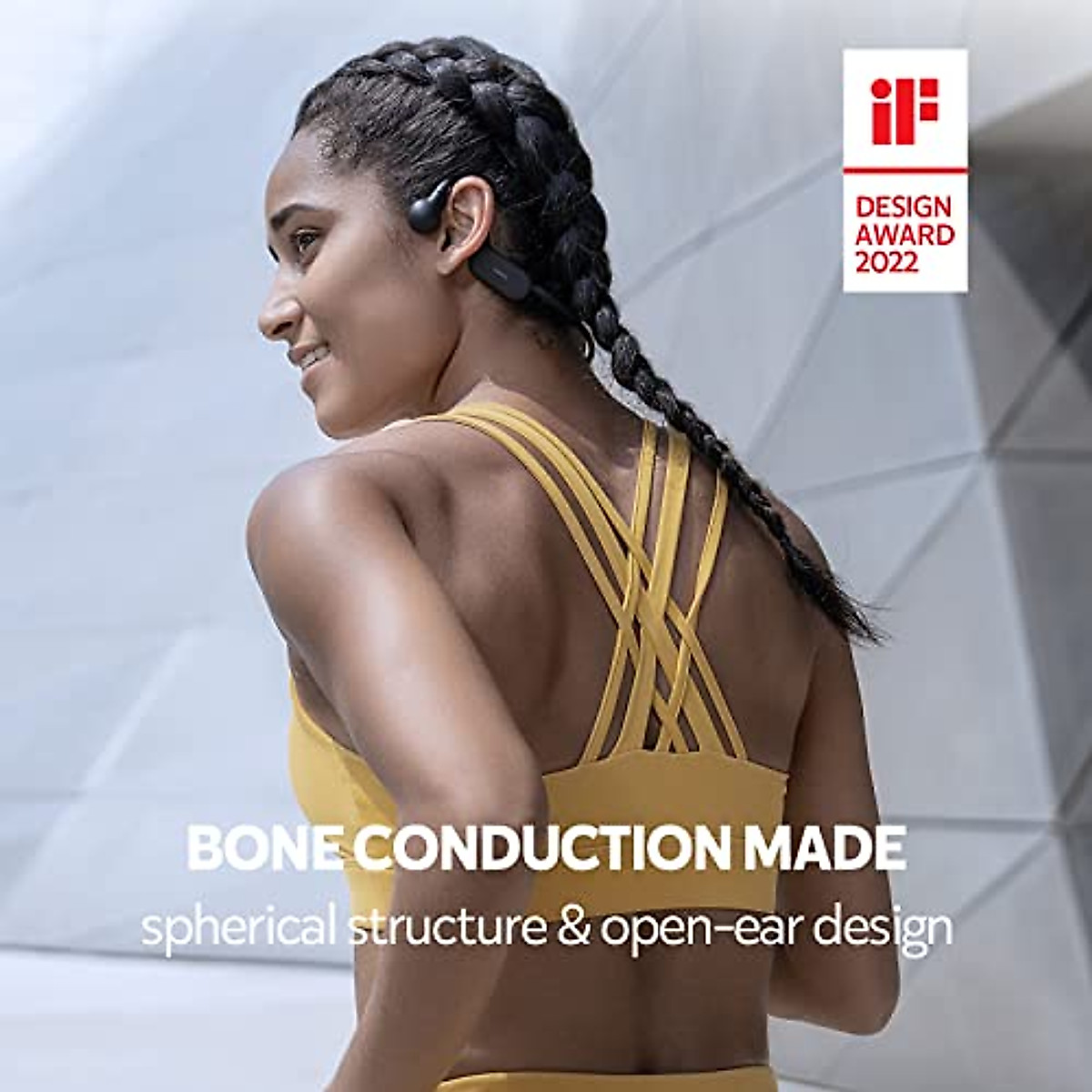 iqua Bone Conduction Earbuds, Open Ear Headphones Sports Bluetooth Earbuds, Bluetooth Headphones with Built-in Mic 2 in 1 Headset,IP56 Waterproof Headphones for Workouts Running Bicycling Hiking