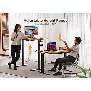 Claiks Standing Desk with Drawers, Stand Up Electric Standing Desk Adjustable Height, Sit Stand Desk Computer Workstation, 48 Inch, Rustic Brown