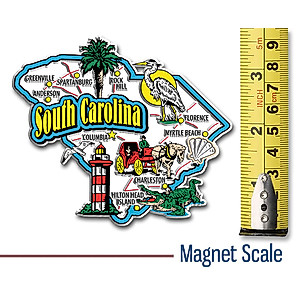 South Carolina Jumbo State Magnet by Classic Magnets, 4.1" x 3.6", Collectible Souvenirs Made in The USA