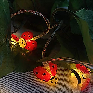 ZLYPSW 20 LED Ladybug Shape String Lights Battery Holiday Wedding Christmas Decoration lamp for Home Balcony Courtyard Garden