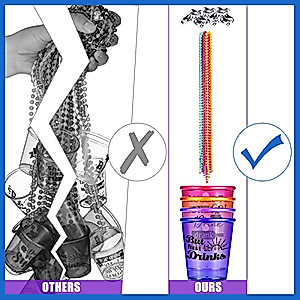 Trnayi 27 Pieces Shot Glass on Beaded Necklace Plastic Shot Necklace Cups Naughty Shot Glass Favors for Adults and Teens Birthday Gifts Wedding Party Supplies, 9 Styles