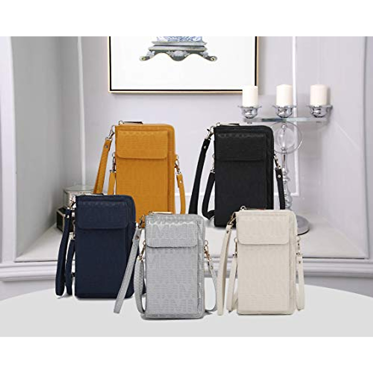 MKF Crossbody Cellphone Handbag for Women Wallet Purse – PU Leather Multi Pockets Clutch Bag, Wristlet Strap Mustard