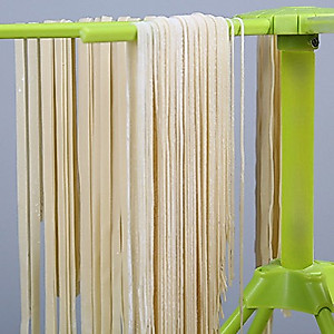 Kitchen Pasta Drying Rack Folding, iPstyle Spaghetti Drying Rack Noodle Stand with 10 Bar Handles Green (Drying Rack)
