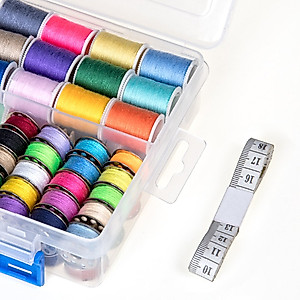 NEX Sewing Thread Set 64 PCS Assorted Sewing Threads with Bobbins Case Thread Spools for Basic Sewing Machine, Emergency and Travel