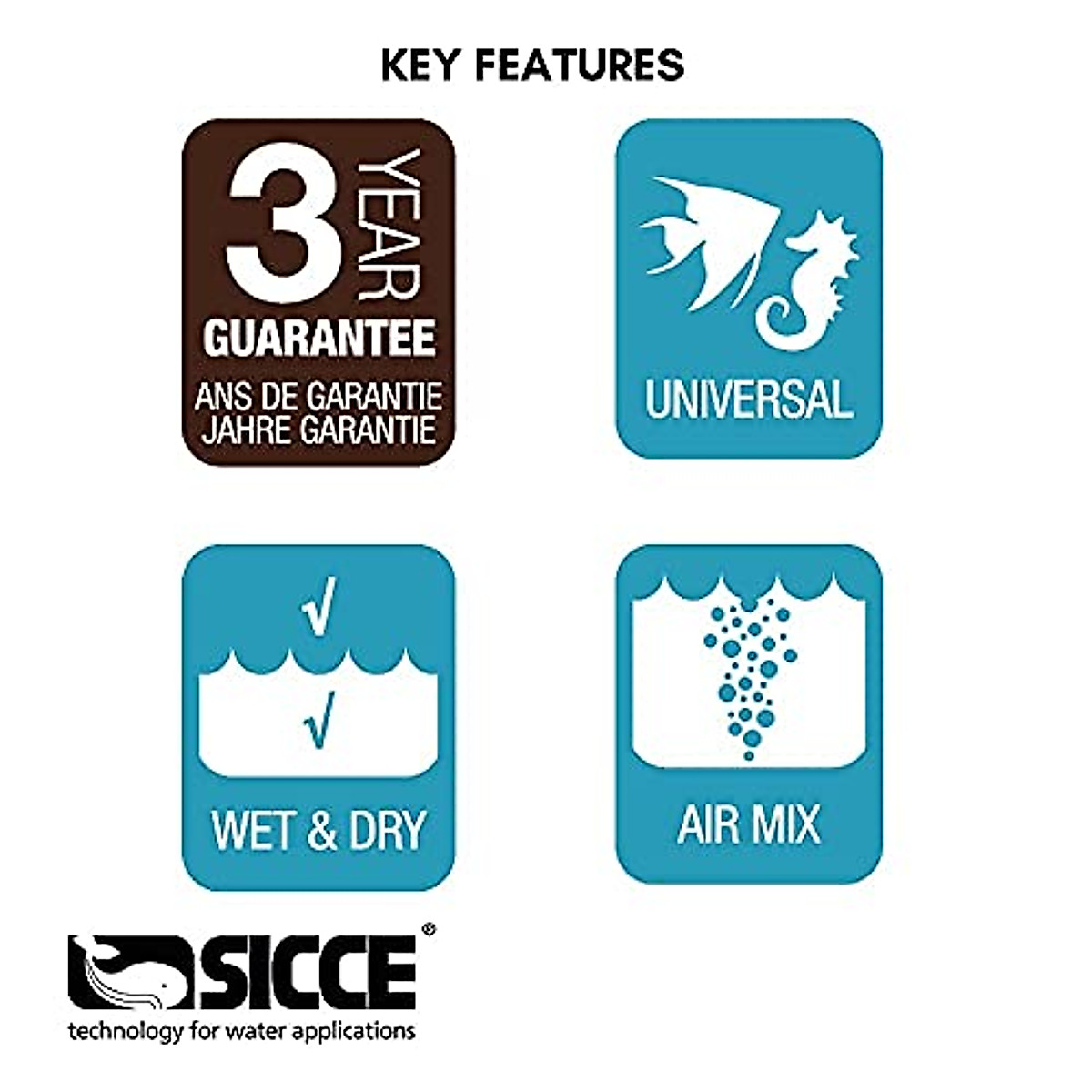 SICCE MULTI 2500 Multifunction Aquarium Pump, 715 GPH, designed for submerged and in-line use