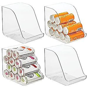 mDesign Compact Plastic Kitchen and Pantry Storage Organizer Bin for Tall Skinny Soda/Pop Cans - Kitchen, Pantry, Refrigerator - 4 Pack - Clear