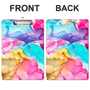 Office Clipboard, Cute Clipboard with Designs A4 Standard Letter Size Wooden Hardboard Clipboards Retractable Hole for Hanging Decorative Clip Board (C-Pretty Marble-8)